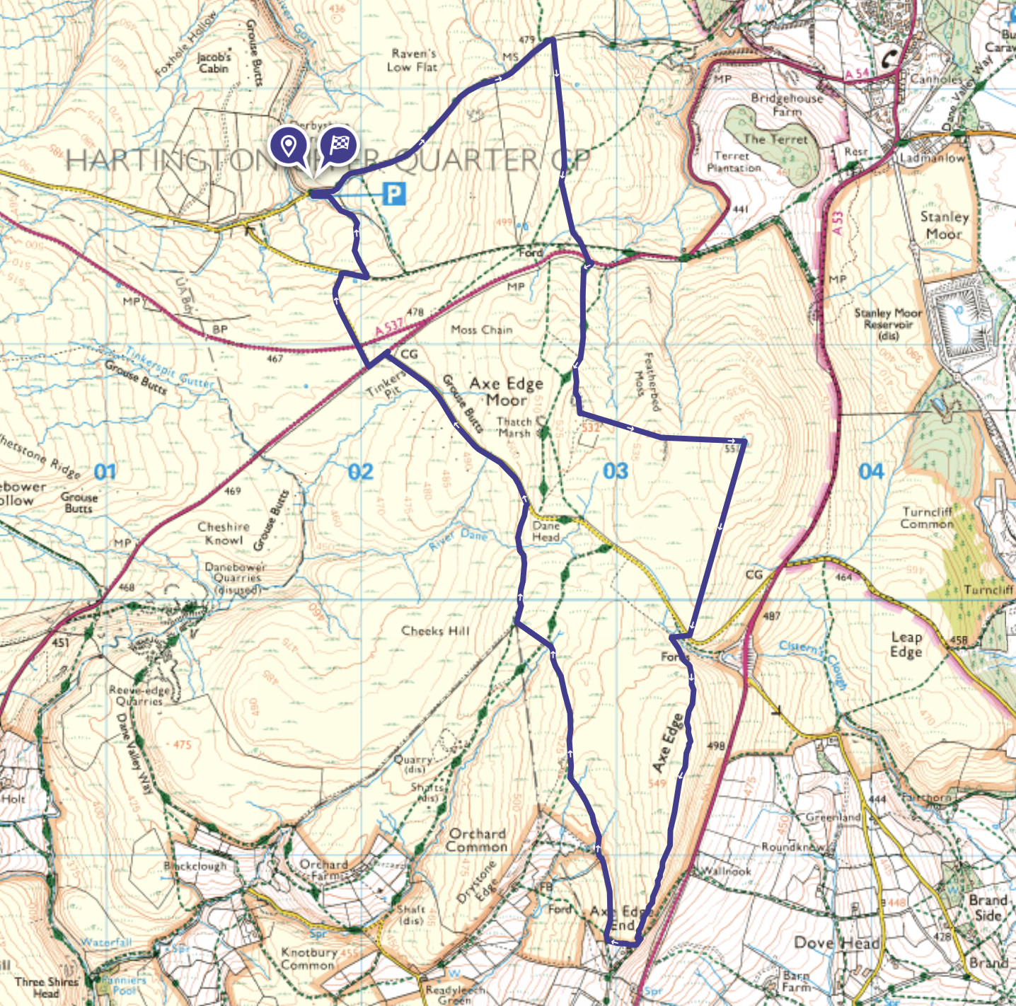 Axe Edge Moor Trig + Cheeks Hill Walk From Derbyshire Bridge | 6-Mile ...